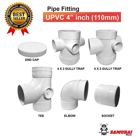 4 110mm Upvc Fitting White Elbow Socket Tee Bend Straight Coupling Single Branch Shopee