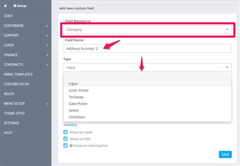 add custom field for company perfex crm