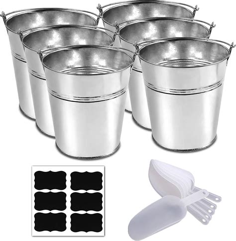 6 Pack Small Galvanized Metal Buckets With Handles Mini