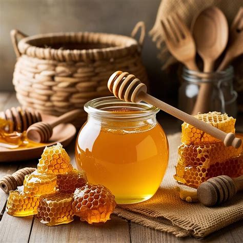 Natural Organic Honey Golden Color Premium Ai Generated Image