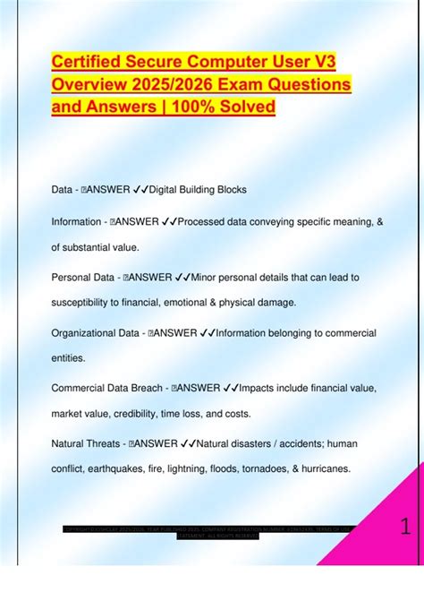 Certified Secure Computer User V3 Overview 2025 2026 Exam Questions And