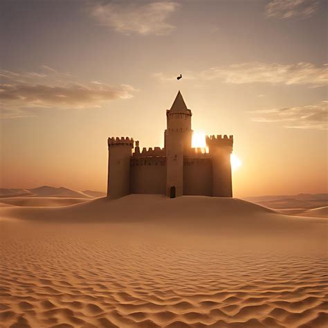 Premium Photo A Castle In The Desert With The Sun Setting Behind It