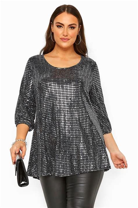 Plus Size Silver Party Tops Yours Clothing