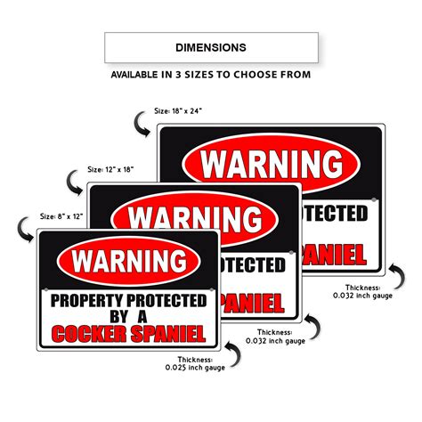 Warning Property Protected By A Cocker Spaniel Aluminum Metal Sign