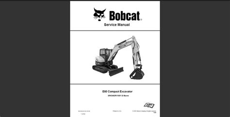 Bobcat E60 Excavator Workshop Service Manual Pdf Digital Download 1 Etsy