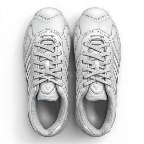 White Running Shoes Top View Athletic Footwear Sneakers Laces Clean