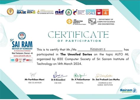 Sairaminstitutions Ieee Unveiledseries Automl Kesavan S