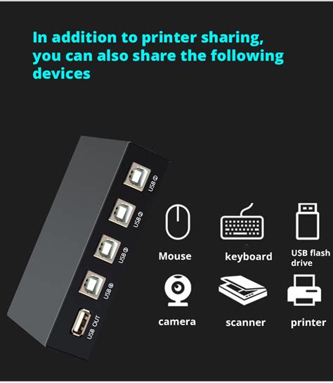 Usb Print Sharer Switch 4 In 1 Out Usb Auto Printer Sharer Splitter For Printer Scanner Plotter