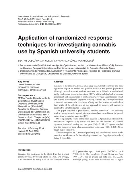 Pdf Application Of Randomized Response Techniques For Investigating