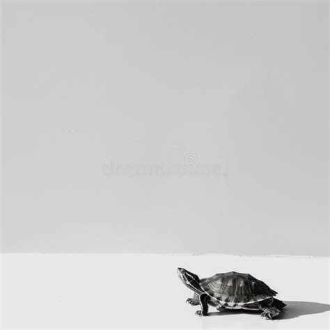 European Pond Turtle Is Observed In Isolation On A Soft White Surface