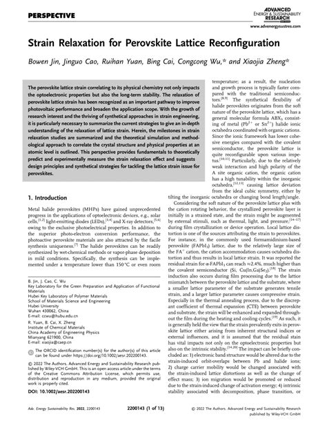 Pdf Strain Relaxation For Perovskite Lattice Reconfiguration