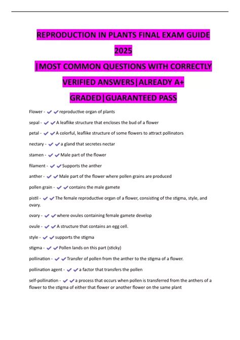 Reproduction In Plants Final Exam Guide 2025 Most Common Questions