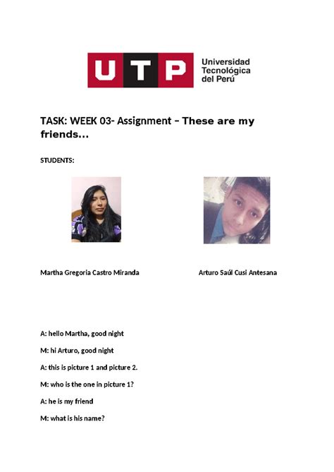 Task 3 Topic 1 These Are My Friends Task Week 03 Assignment