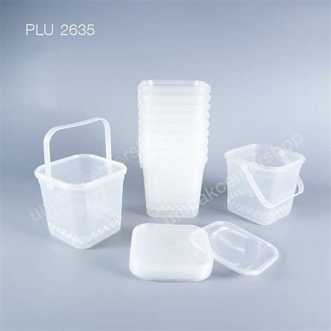 ถังสี่เหลี่ยมใส่อาหาร Pp ใส 1000 Ml ฝา Pp ใส หูหิ้ว