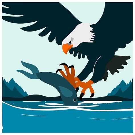 Premium Vector Illustration Of An Eagle Hunting For Fish