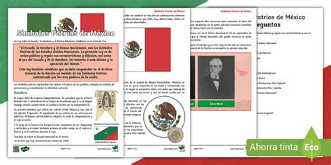 Símbolos Patrios de México lectura Twinkl