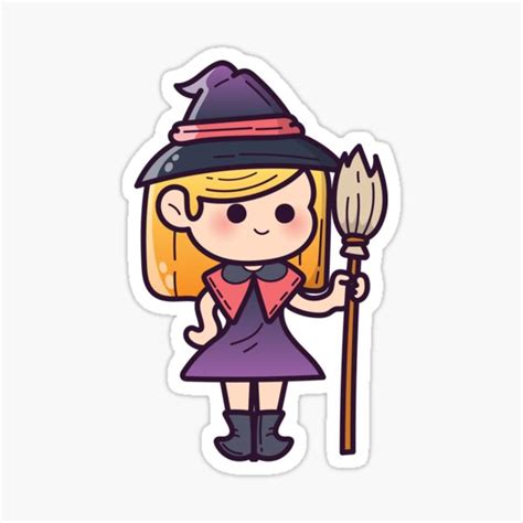 Cute Witch Witches Characters Halloween Illustration Sticker For Sale By Mobystickers Redbubble