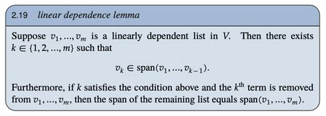 Solved Demonstrate Lemma 2 19 Linear Dependence Lemma On