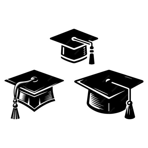 Silueta De Sombrero De Graduación En Blanco Y Negro Elemento Conceptual