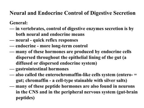 Ppt Neural And Neuroendocrine Control Of Digestion Regulation Of