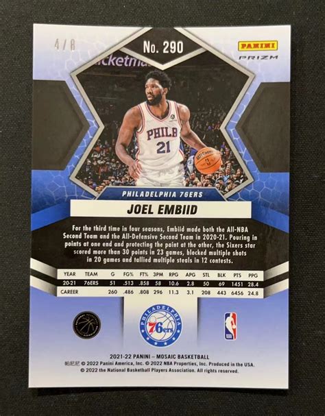 2021 22 Panini Mosaic Joel Embiid 【长安代卖】马赛克 76人 大帝 恩比德 黑金折 黑金马赛克折 48编
