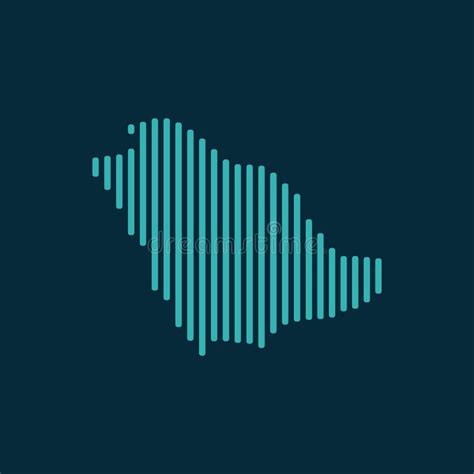 Vector Abstract Map Of Saudi Arabia With Blue Straight Rounded Lines Isolated On A Indigo