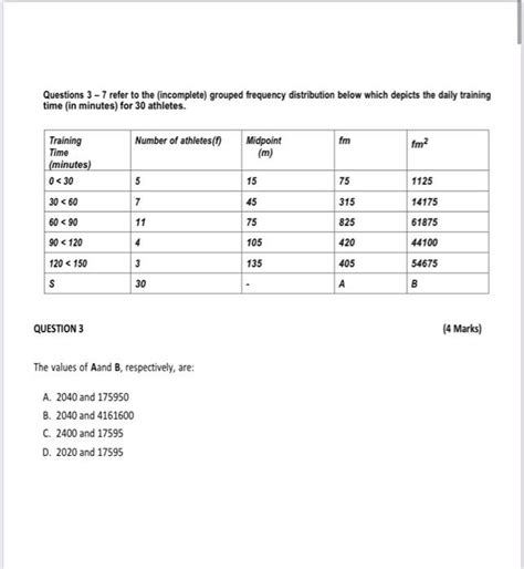 Solved Questions 3 7 Refer To The Incomplete Grouped