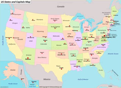 Usa Map States And Capitals Printable Printable Map Of USA