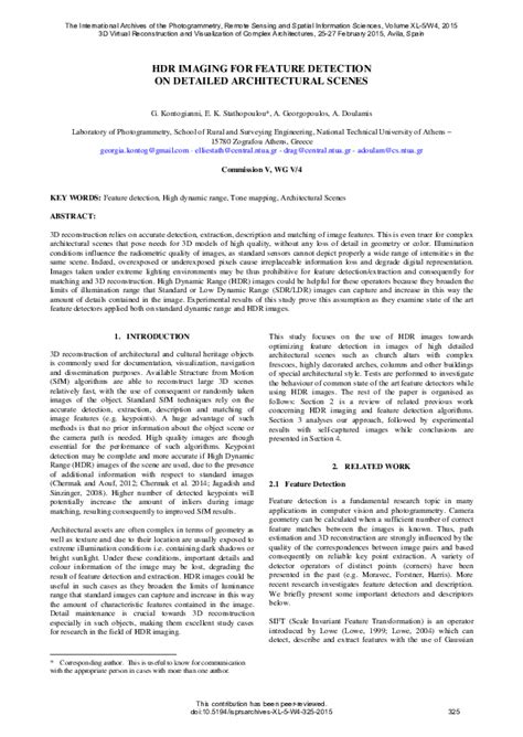 Pdf Hdr Imaging For Feature Detection On Detailed Architectural Scenes
