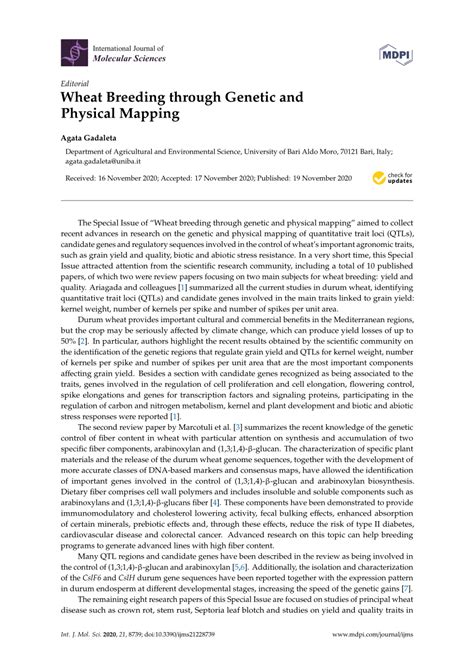 Pdf Wheat Breeding Through Genetic And Physical Mapping