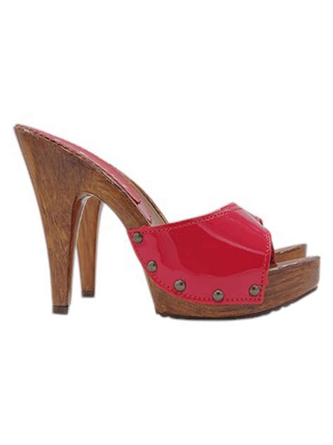 Womens Clogs In Red Patent Leather 11 Cm Heel Elegance And Comfort
