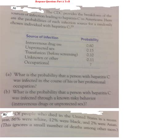 solved response questions part a tob a sources of infection