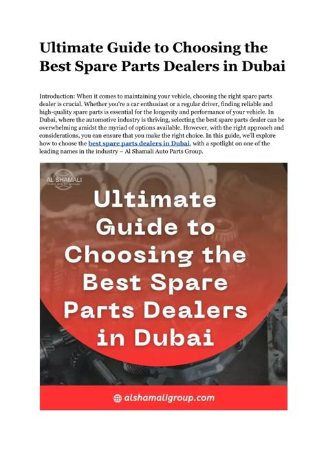 PPT Ultimate Guide To Choosing The Best Spare Parts Dealers In Dubai