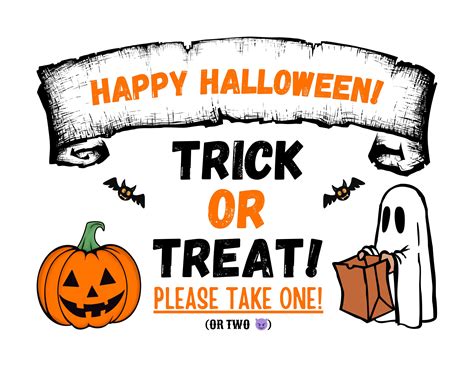 Trick Or Treat Sign Printable Halloween Sign Halloween Candy Sign