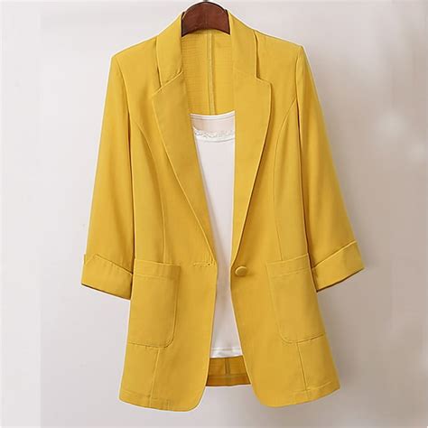 Purcolt Womens Plus Size Lightweight Cotton Linen Blazer One Button