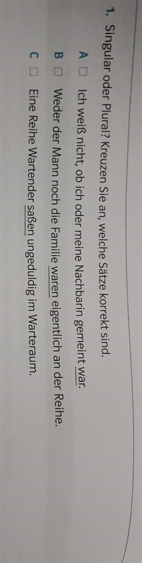 Singular Oder Plural A B C Lösung