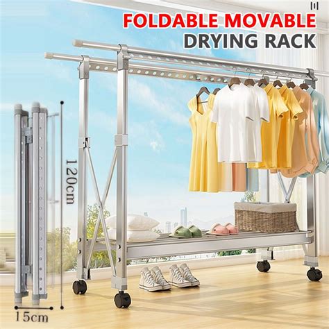 Zohe Foldable Drying Rack Scalable Laundry Rack Movable Metal Clothes