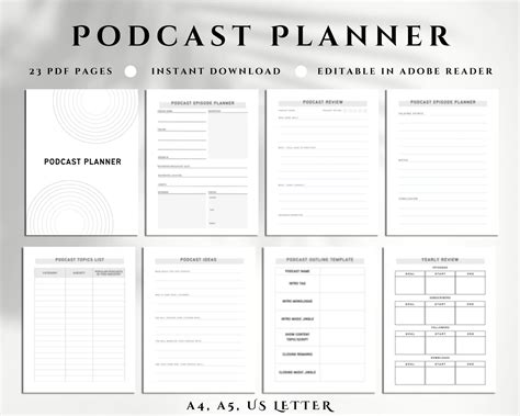 Podcast Planner Template Editable Podcast Worksheet Podcast Printable