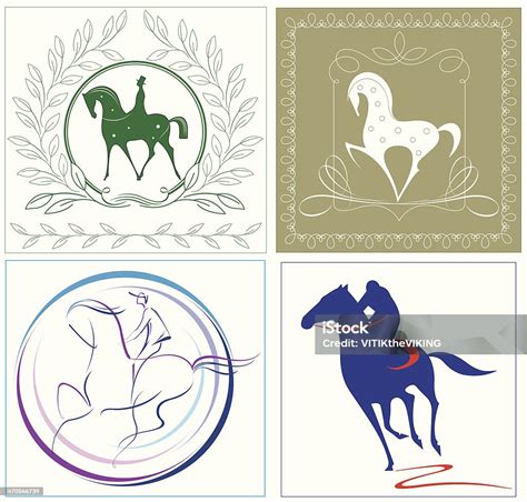 Riders And Horses In Four Graphic Vector Options向量圖形及更多賽馬 馬術比賽圖片 賽馬