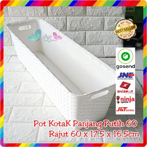 Jual Pot Panjang Ivory 60 Putih Cjp Pot Kotak Panjang Rotan 60 Cm Cjp