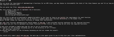 Solved Project 1 Atm You Are Given The Requirement Of