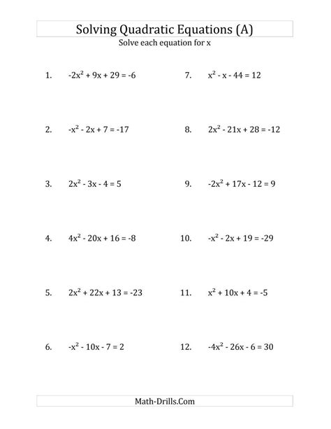 Solving Quadratic Equations For X With A Coefficients — Db