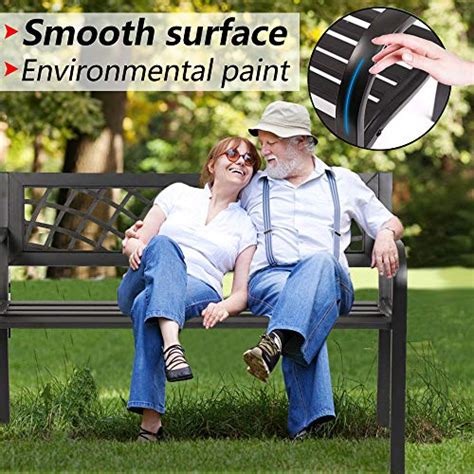 Dkeli Patio Bench Outdoor Bench Park Bench Metal Sturdy Cast Iron