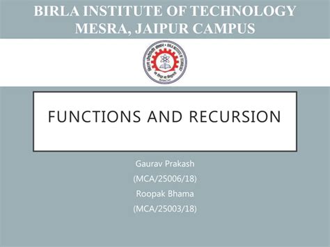 Function And Recursion Ppt