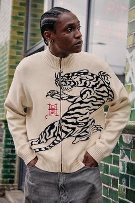 Ed Hardy Uo Exclusive Tiger Knit Track Top Urban Outfitters Uk