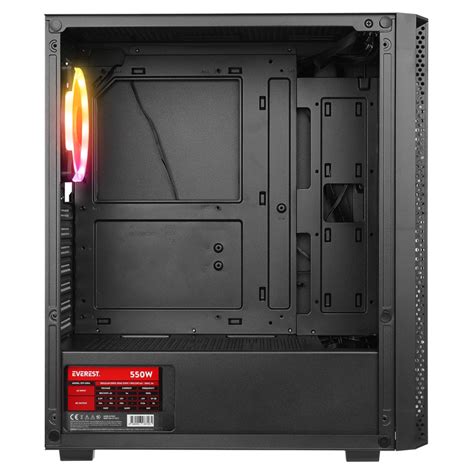 Everest Mega V Mesh Panel Temperli Caml X Cm Auto Rgb Fan Mid T Gaming Oyuncu Kasas
