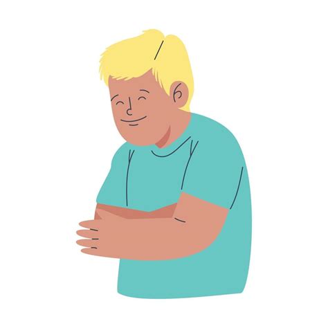 Blond Man Wearing Blue Shirt 16763137 Vector Art At Vecteezy