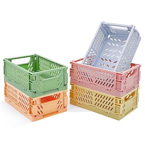 Monkiss 5 Pack Pastel Crates For Desk Organizers Mini Plastic Baskets For Office Organization