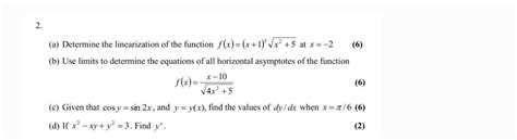 Solved A Determine The Linearization Of The Function Chegg