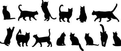 Cat Silhouette Clip Art Set Kitten Isolated Decorative Elements